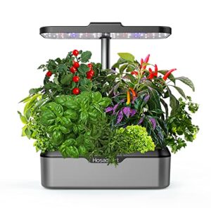 hosadybrt indoor garden hydroponic growing system: plant germination kit vegetable growth lamp countertop with led grow light – hydrophonic planter grower harvest veggie lettuce (12 pods, grey)