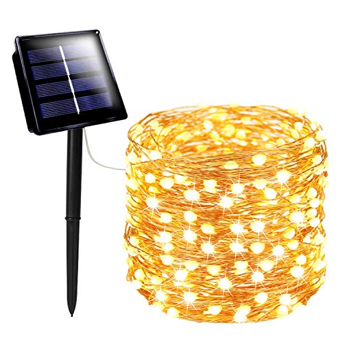 SANJICHA 72FT 200 LED Solar String Lights Outdoor, Super Durable Solar Outdoor Lights, Waterproof Copper Wire 8 Modes Solar Fairy Lights for Garden Patio Tree Party Wedding (Warm White)