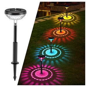 feelight solar pathway lights, garden lights solar powered waterproof ip67, bright led solar outdoor landscape lighting solar pathway lights for walkway yard backyard lawn landscape decorative (4pc)