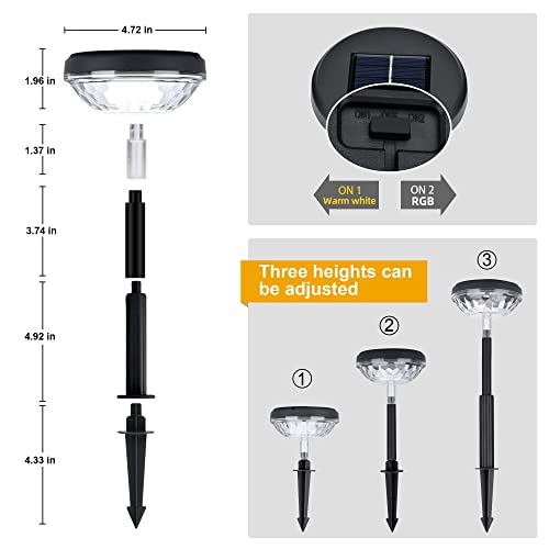 FEELIGHT Solar Pathway Lights, Garden Lights Solar Powered Waterproof IP67, Bright LED Solar Outdoor Landscape Lighting Solar Pathway Lights for Walkway Yard Backyard Lawn Landscape Decorative (4PC)