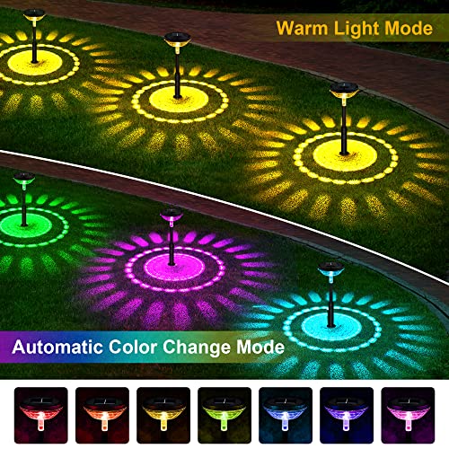 FEELIGHT Solar Pathway Lights, Garden Lights Solar Powered Waterproof IP67, Bright LED Solar Outdoor Landscape Lighting Solar Pathway Lights for Walkway Yard Backyard Lawn Landscape Decorative (4PC)