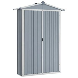 vidaxl garden shed outdoor lawn home garden structure storage ventilation sloping design shelf tool storage house shed gray galvanized steel