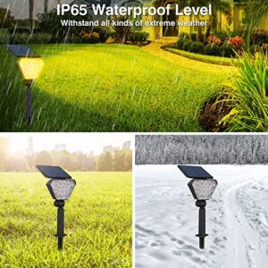 T-SUN Solar Spotlights Solar Landscape Light 16 LED Solar Outdoor Lights, Warm Light IP65 Waterproof Solar Spot Light Garden Lights for Yard Lawn Path 6 Pack