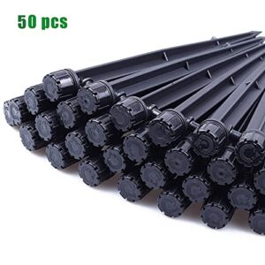 MIXC 50PCS Drip Emitters Sprayer and 50ft 1/4 inch Irrigation Hose, 50ft Roll Tubing Drip, 360 Degree Dripper Perfect for Irrigation System Watering Kits for Garden Patio Lawn Flower Bed