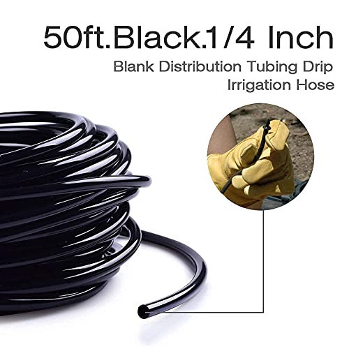 MIXC 50PCS Drip Emitters Sprayer and 50ft 1/4 inch Irrigation Hose, 50ft Roll Tubing Drip, 360 Degree Dripper Perfect for Irrigation System Watering Kits for Garden Patio Lawn Flower Bed