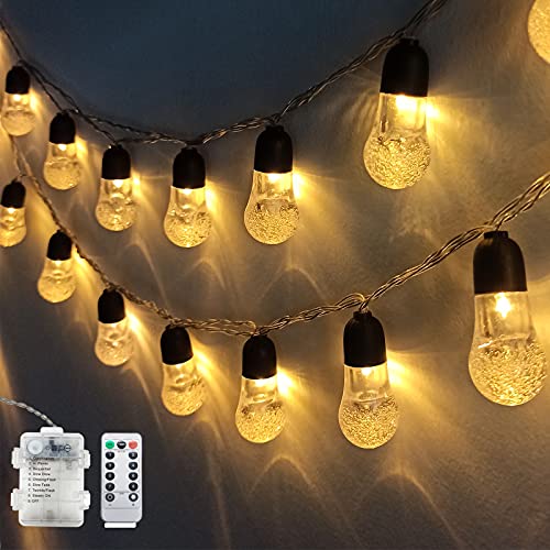 Globe String Lights Battery Operated 23FT 8 Lighting Modes Dimmable with Remote, Remote Battery Lights Waterproof Decorative Hanging String Lights for Indoor Outdoor Garden Patio Christmas Party