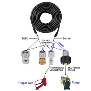 RIDGE WASHER Sewer Jetter Kit for Pressure Washer, 100 Feet Hose, 1/4 Inch, Drain Jetting, Laser and Rotating Sewer Nozzle, 3600 PSI, Orifice 4.0, 4.5