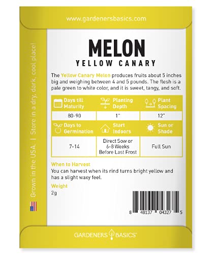 Yellow Canary Melon Seeds for Planting Heirloom, Non-GMO Vegetable Variety- 2 Grams Seed Great for Summer Melon Gardens by Gardeners Basics