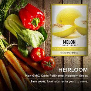 Yellow Canary Melon Seeds for Planting Heirloom, Non-GMO Vegetable Variety- 2 Grams Seed Great for Summer Melon Gardens by Gardeners Basics