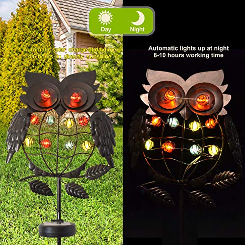 Joiedomi Garden Solar Lights Outdoor, Solar Powered Stake Lights, 10 LED Metal Owl Decorative Lights Waterproof for Walkway,Pathway,Lawn,Patio,Courtyard (Bronze)