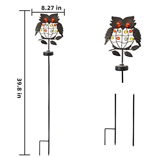 Joiedomi Garden Solar Lights Outdoor, Solar Powered Stake Lights, 10 LED Metal Owl Decorative Lights Waterproof for Walkway,Pathway,Lawn,Patio,Courtyard (Bronze)