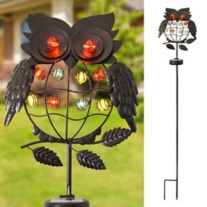 Joiedomi Garden Solar Lights Outdoor, Solar Powered Stake Lights, 10 LED Metal Owl Decorative Lights Waterproof for Walkway,Pathway,Lawn,Patio,Courtyard (Bronze)