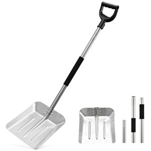 snow shovel for driveway-50 inch aluminum stainless steel lightweight portable sports utility forklift trunk camping garden beach cleaning house large emergency