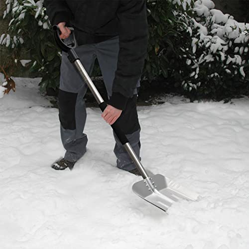 Snow Shovel for driveway-50 inch Aluminum Stainless Steel Lightweight Portable Sports Utility Forklift Trunk Camping Garden Beach Cleaning House Large Emergency