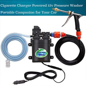 12V Pressure Washer, 130 PSI Portable Pressure Washer with 30Ft Hose, Portable Power Washer for Cars, Home, Garden, Vehicles (Double Pump)