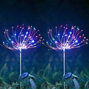 la farah solar garden lights outdoor ,2 lighting modes, 120 leds waterproof solar powered garden ornaments starburst firework pathway lights for flowerbed lawn patio -2 pack (colorful)