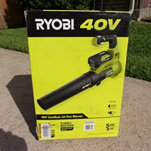 RYOBI 40V 110 MPH 525 CFM Cordless Battery Variable-Speed Jet Fan Leaf Blower with 4.0 Ah Battery and Charger