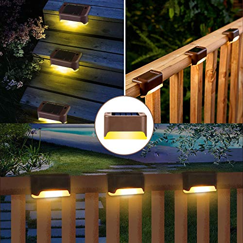 K.E.J. Solar Deck Lights Outdoor,LED Step Light Waterproof Landscape Lighting for Stairs,Step,Fence,Yard,Patio,Driveway,Pathway,Yard,Backyard and Garden (16 Pack, Brown)