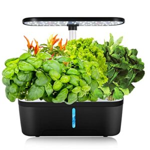 disnila hydroponic growing system indoor hydroponics garden 20w 83 led full spectrum growing light, 6pods smart automatic timer hydrogarden for indoor kitchen black