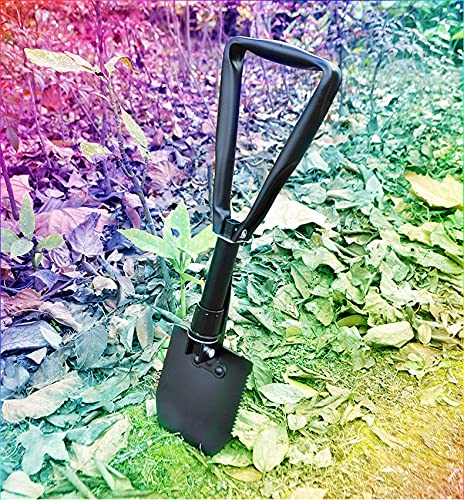 Behandy Folding Shovel, Collapsible Shovel for Car Snow, Camping Shovel and Pickax, Military Entrenching Tool for Gardening, Camping, Digging Dirt, Sand, Snow, Off Road, Portable Car Emergency kit