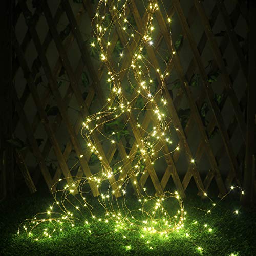 Xingpold Solar Powered Twinkle Fairy Lights,10 Strands 200 LEDs Solar Christmas Lights Outdoor Waterproof Timbo Lights Decorative Copper Wire Vine Solar Garden Lights for Patio Garden Christmas Tree