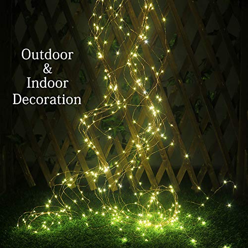 Xingpold Solar Powered Twinkle Fairy Lights,10 Strands 200 LEDs Solar Christmas Lights Outdoor Waterproof Timbo Lights Decorative Copper Wire Vine Solar Garden Lights for Patio Garden Christmas Tree