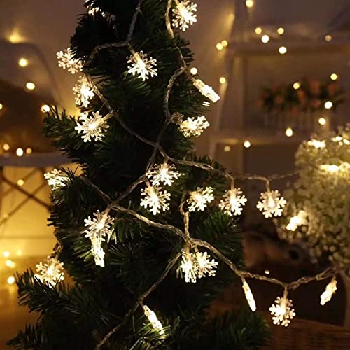 MILEXING Christmas Lights, Christmas Decor Snowflake String Lights, 19.6 ft 40 LED Fairy Lights Battery Operated Waterproof for Xmas Garden Patio Bedroom Party Decorations