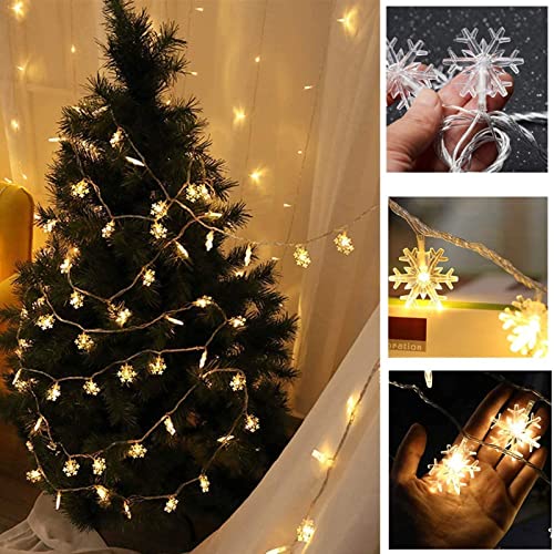 MILEXING Christmas Lights, Christmas Decor Snowflake String Lights, 19.6 ft 40 LED Fairy Lights Battery Operated Waterproof for Xmas Garden Patio Bedroom Party Decorations