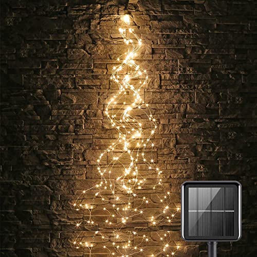 Solar Powered String Lights - Waterfall Fairy Bunch Lights Outdoor Waterproof,10 Strands 200 LEDs 8 Modes Watering Can Light for Outdoor, Garden, Christmas Tree Halloween Home