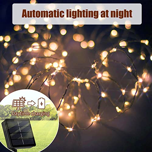 Solar Powered String Lights - Waterfall Fairy Bunch Lights Outdoor Waterproof,10 Strands 200 LEDs 8 Modes Watering Can Light for Outdoor, Garden, Christmas Tree Halloween Home