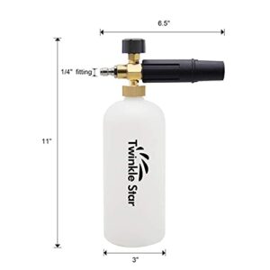 Twinkle Star Pressure Washer Adapter Set | Foam Cannon 1 L Bottle with 5 Nozzle