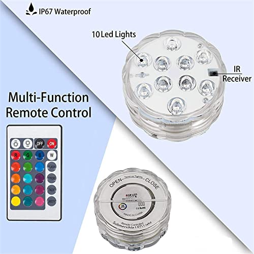 Classic Pool Lights LED Remote Control RGB Diving Light Battery-Powered Underwater Night Light Outdoor Vase Bowl Garden Christmas Party Decoration Pond Lights