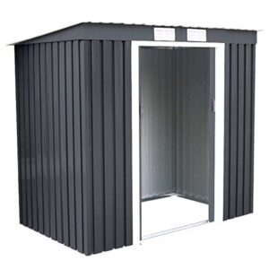 goplus 4′ x 7′ outdoor storage shed garden sliding door outside tool house (gray)