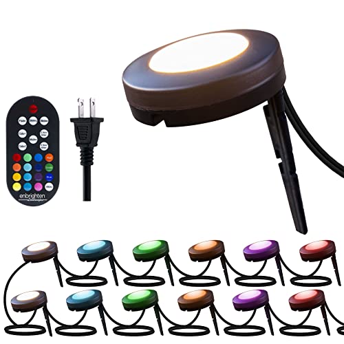 Enbrighten LED Ground Lights, 12 Path Lights, 110ft, Color Changing, Remote Control, Outdoor Path Lighting, 41017