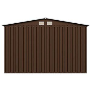 Garden Metal Storage Shed | Outdoor Tool Shed Storage Room with Vents | Storage Sheds with Door for Outside Patio Backyard Yard Lawn | Brown Galvanized Steel 101.2" x 80.7" x 70.1"