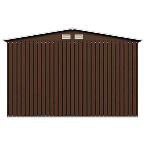 Garden Metal Storage Shed | Outdoor Tool Shed Storage Room with Vents | Storage Sheds with Door for Outside Patio Backyard Yard Lawn | Brown Galvanized Steel 101.2" x 80.7" x 70.1"