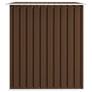 Garden Metal Storage Shed | Outdoor Tool Shed Storage Room with Vents | Storage Sheds with Door for Outside Patio Backyard Yard Lawn | Brown Galvanized Steel 101.2" x 80.7" x 70.1"