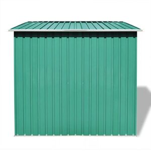 Tidyard Garden Galvanized Steel Shed Green Metal Storage with 2 Vents House Storage Tool Organizer Box Sliding Door 74.8 Inches x48.8 Inches x71.3 Inches