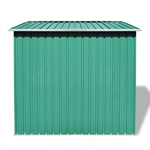 Tidyard Garden Galvanized Steel Shed Green Metal Storage with 2 Vents House Storage Tool Organizer Box Sliding Door 74.8 Inches x48.8 Inches x71.3 Inches