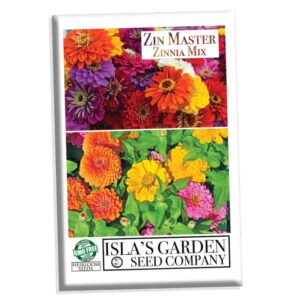 “zin master mix” zinnia seeds for planting, 200+ flower seeds per packet, (isla’s garden seeds), non gmo & heirloom seeds, botanical name: zinnia elegans, great home garden gift