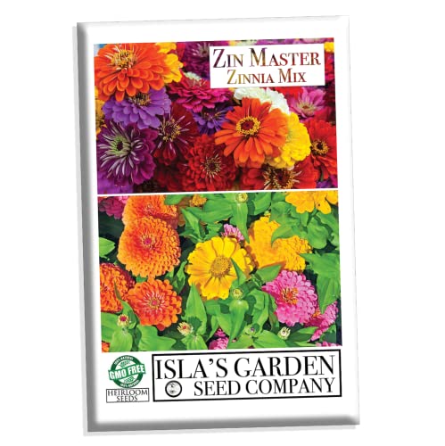 "Zin Master Mix" Zinnia Seeds for Planting, 200+ Flower Seeds Per Packet, (Isla's Garden Seeds), Non GMO & Heirloom Seeds, Botanical Name: Zinnia elegans, Great Home Garden Gift