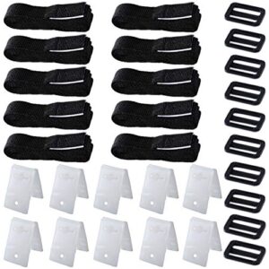 gekufa pool cover straps, solar cover reel strap kit for in-ground swimming pools, including 10 nylon straps with hoop and loop tapes, 10 fastener plates, 10 buckles