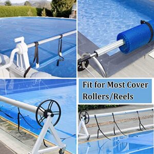 Gekufa Pool Cover Straps, Solar Cover Reel Strap kit for In-Ground Swimming Pools, Including 10 Nylon Straps with Hoop and Loop Tapes, 10 Fastener Plates, 10 Buckles