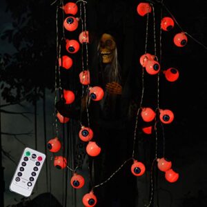 daylightir halloween ghost eyeball string lights, 16ft 30led battery-powered remote-control perfect halloween decoration for outdoor, indoor, garden, yard, tree, party (red)