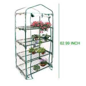 Mini Greenhouse Transparent PVC Cover Portable Small Greenhouses Cover wih Roll-Up Zipper Door, Waterproof Garden Green House Tent(Iron Stand not Include)