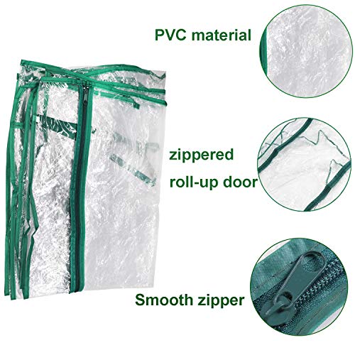 Mini Greenhouse Transparent PVC Cover Portable Small Greenhouses Cover wih Roll-Up Zipper Door, Waterproof Garden Green House Tent(Iron Stand not Include)