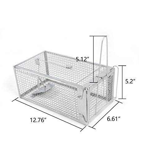 H&B Luxuries Rat Trap - Humane Live Animal Cage for Rat Mouse Hamster Mole Weasel Gopher Chipmunk Squirrels and More Rodents (Small)