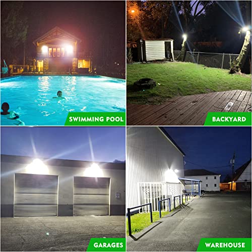 Bulbeats 2 Pack 150W LED Flood Light Outdoor, Outside Lights for Yard, 5000K Daylight Gray, IP65 Waterproof Exterior Lighting Fixture for House, Garden, Backyard (3ft UL Plug)