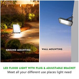 Bulbeats 2 Pack 150W LED Flood Light Outdoor, Outside Lights for Yard, 5000K Daylight Gray, IP65 Waterproof Exterior Lighting Fixture for House, Garden, Backyard (3ft UL Plug)