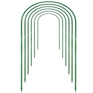 extra tall metal garden hoops, ohuhu 6 pcs durable thickened greenhouse hoop rustproof extra-long 19.7″x38.6″ steel tunnel with splicing stakes, green house arched hoops for raised beds fabric netting